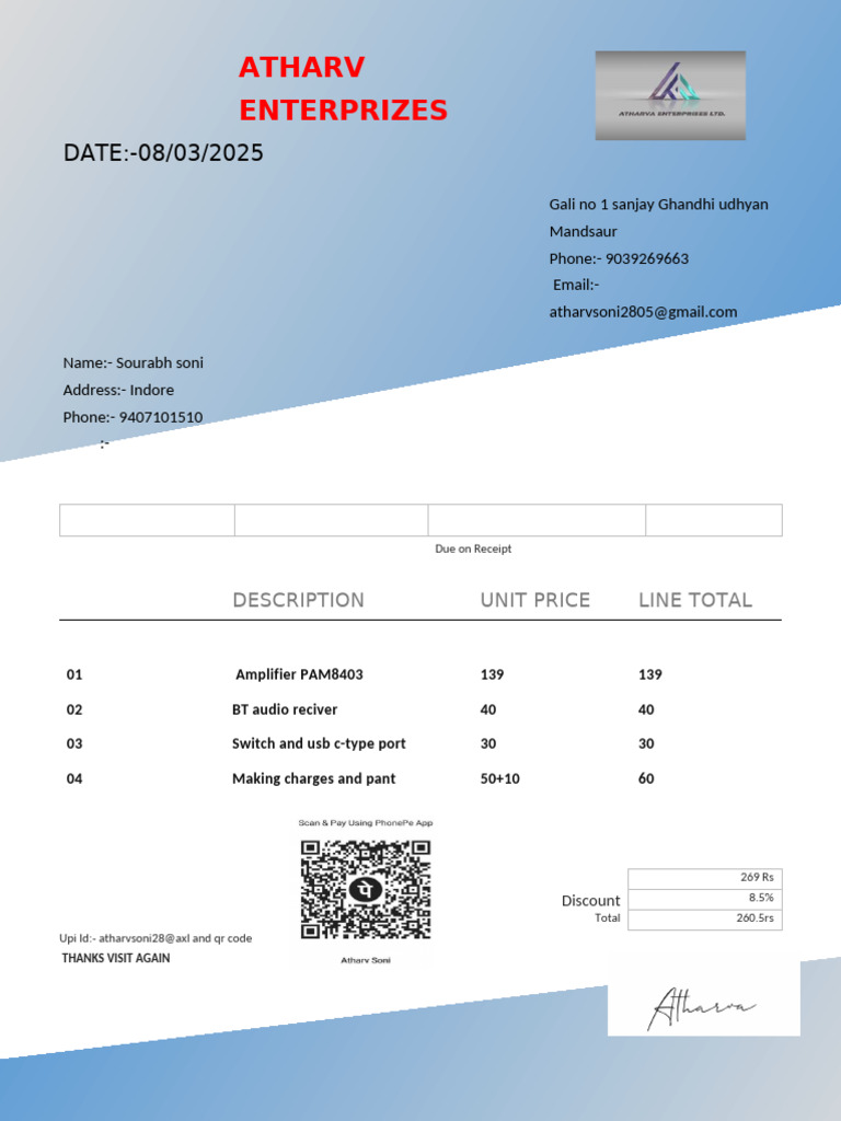 Atharv Enterprizes Billing Format | PDF