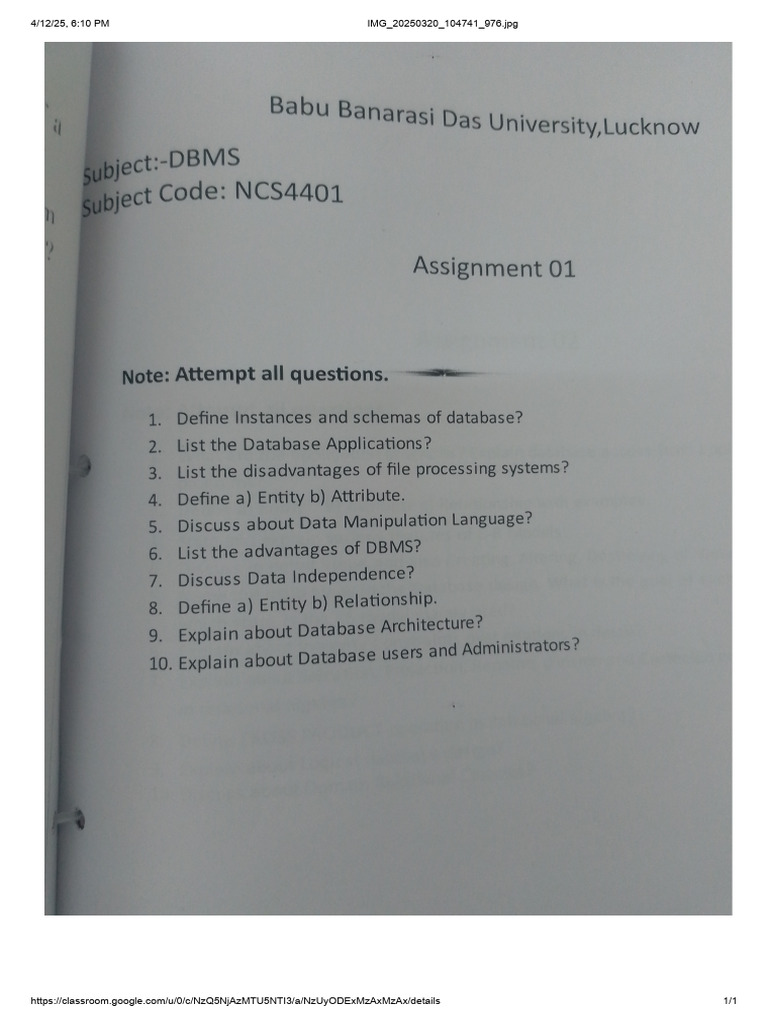 DBMS Assignmanet 1 | PDF