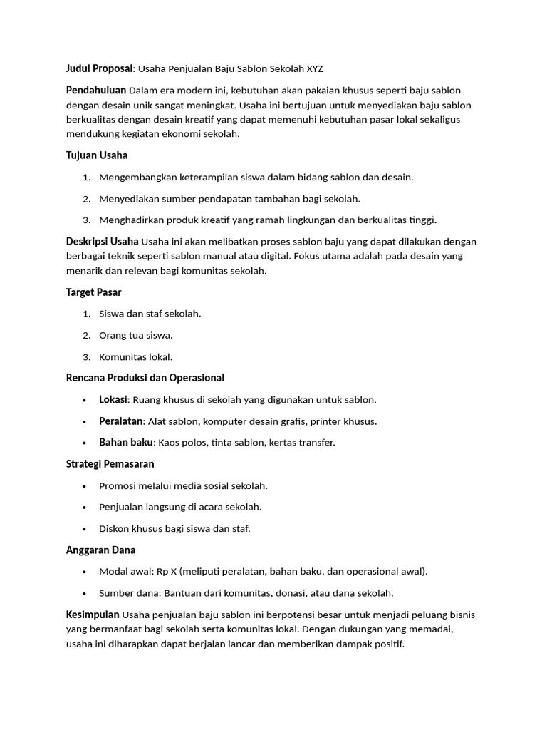 Judul Proposal Sablon Baju | PDF