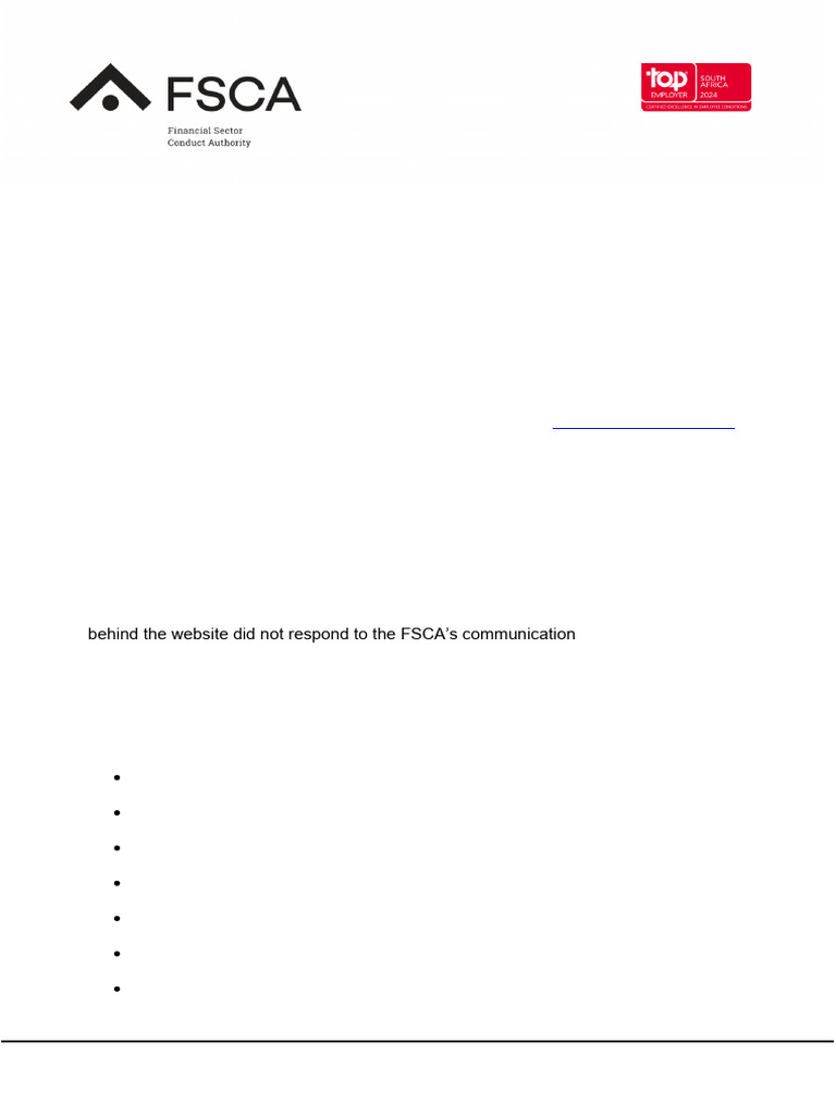FSCA Warns of Viviers Brokers Impersonation | PDF