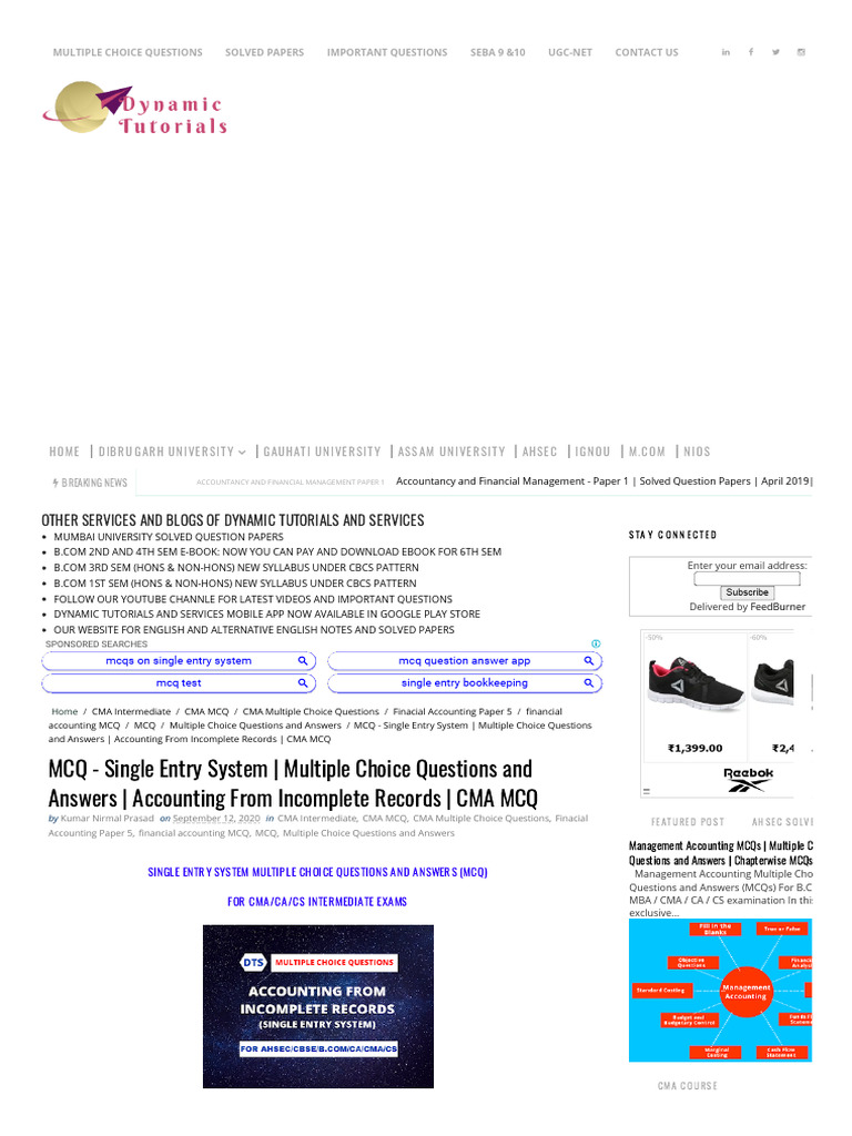 MCQ - NonRahi - Accounting From Incomplete Records | PDF | Debits And ...
