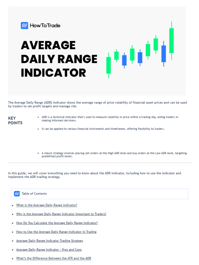Average Daily Range (ADR) Indicator - Trading Strategy and Tips | PDF ...