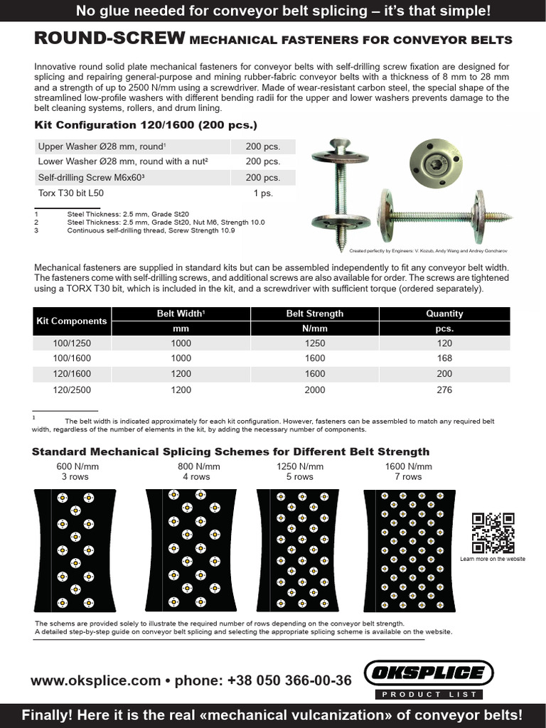 Round-Screw Mechanical Fasteners For Conveyor Belts | PDF | Screw | Nut ...