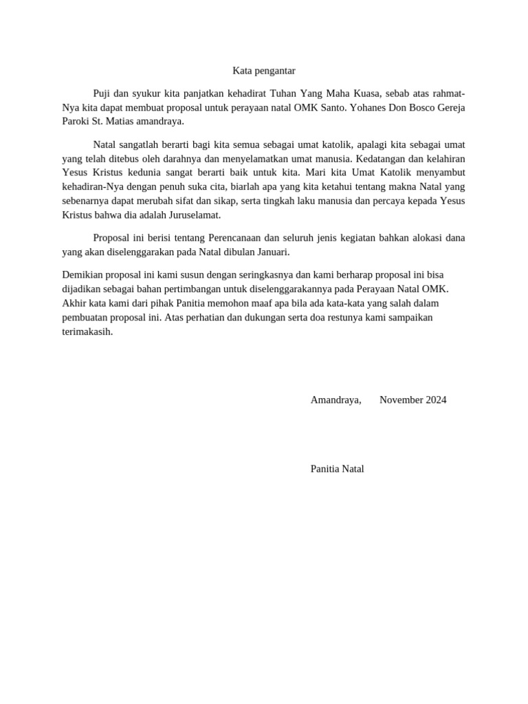 kata pengantar proposal natal | PDF