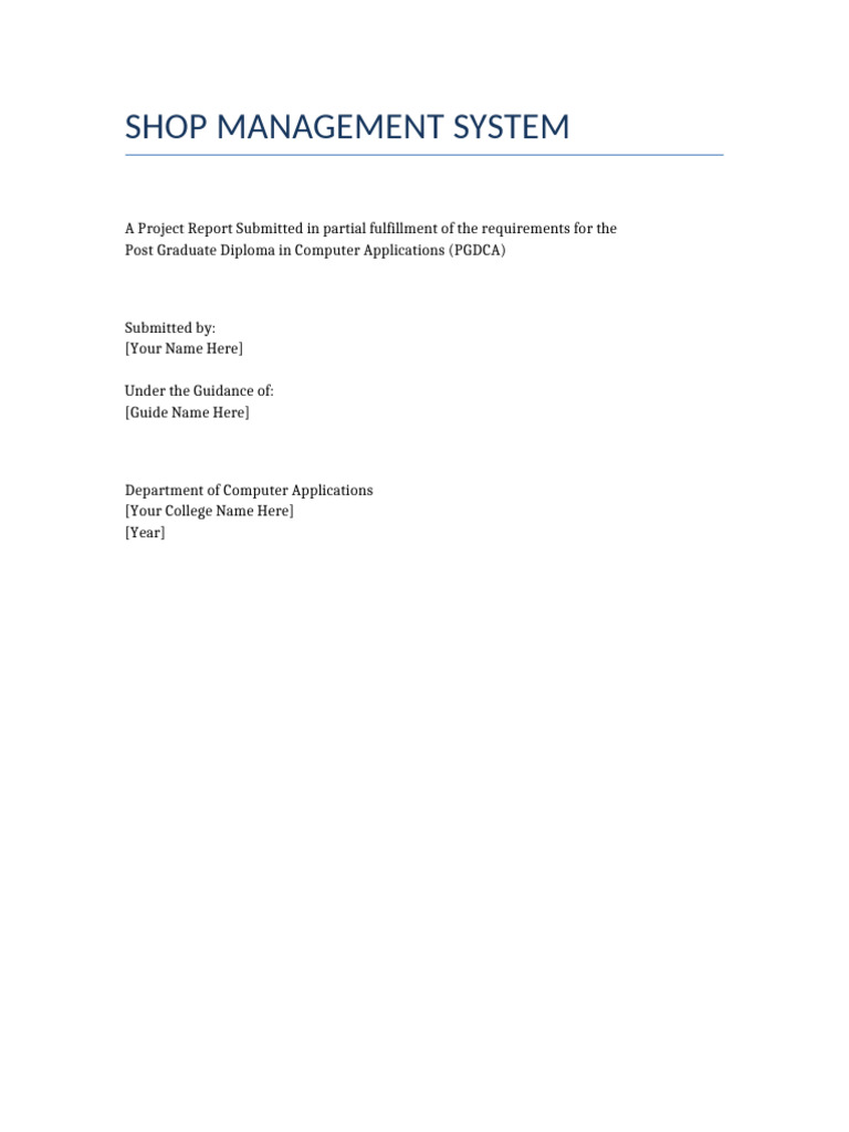 PGDCA_Shop_Management_Project_Report | PDF | Microsoft Access | Computer Hardware