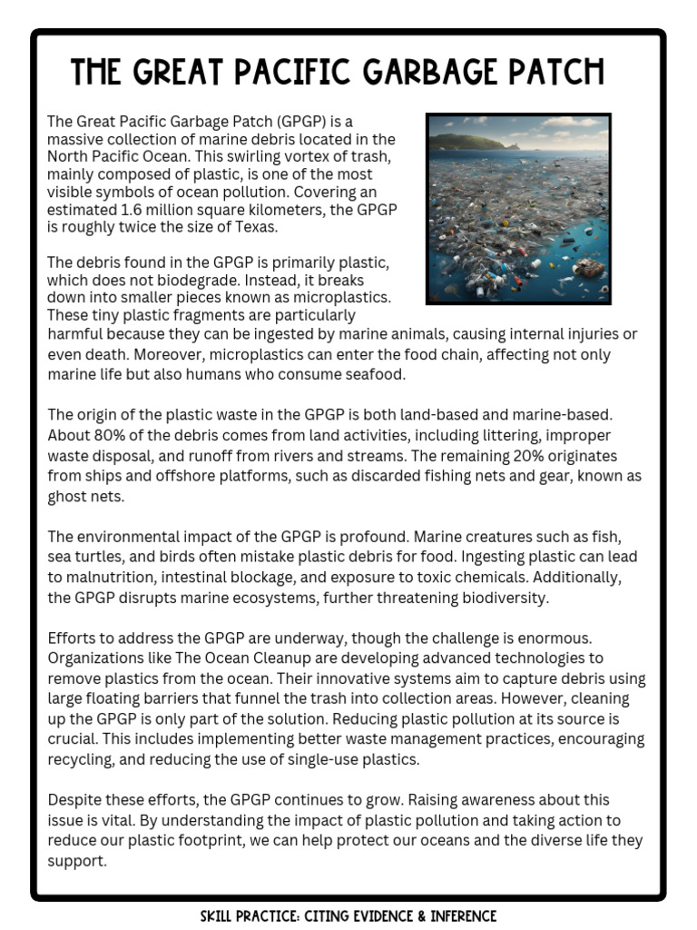 The Great Pacific Garbage Patch: Skill Practice: Citing Evidence ...