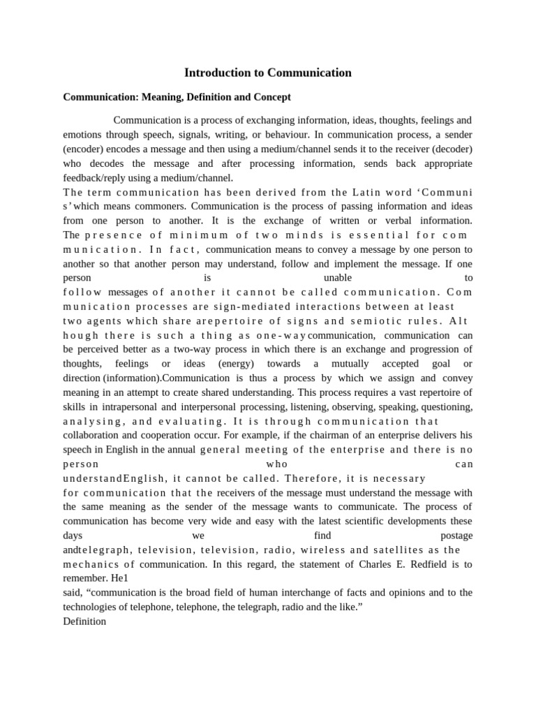 UNIT - 1 - Introduction To Communication-1 | PDF | Communication | Nonverbal Communication