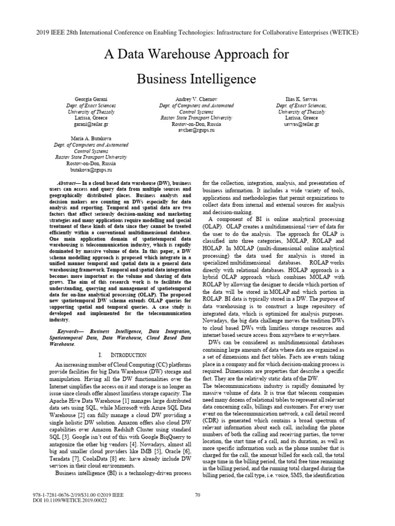 A Data Warehouse Approach For Business Intelligence | PDF | Data ...