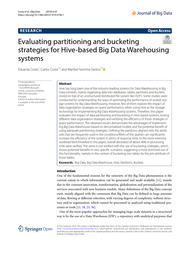 Evaluating partitioning and bucketing strategies for Hive-based Big Data Warehouse systems | PDF ...
