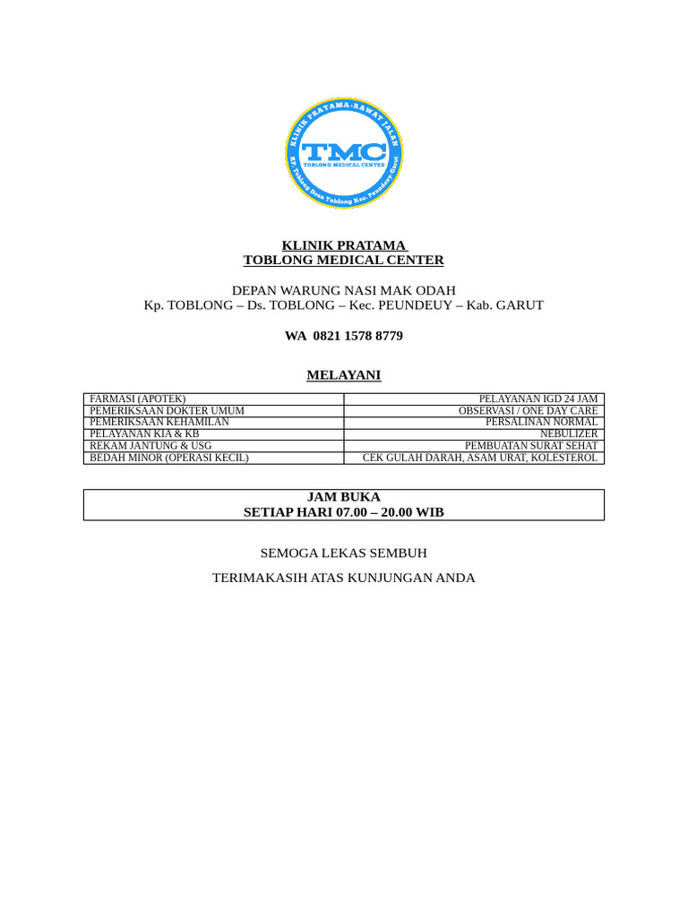 Desain Kresek Klinik TMC | PDF