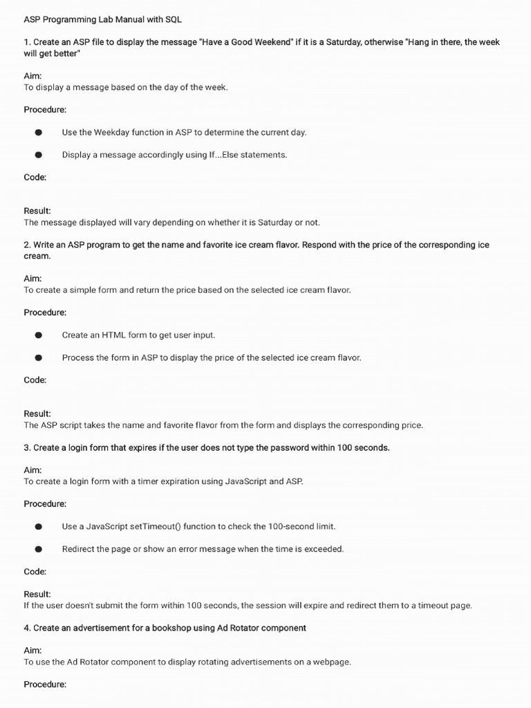 Asp Programming Lab - 250412 - 232338 | PDF