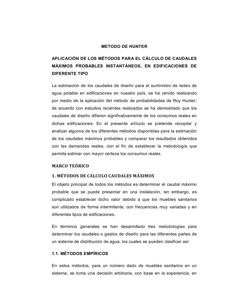 Metodo de Hunter | PDF | Descarga (hidrología) | Cálculo
