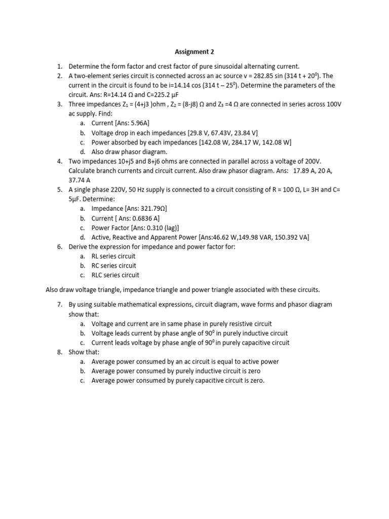 BEE_Civil_Assignment 2 Question | PDF