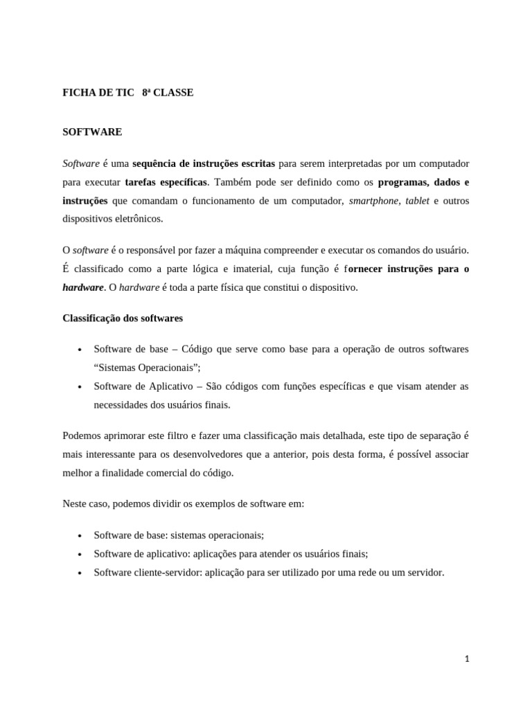 Ficha de Tic 8 Classe | PDF | Vírus de computador | Software gratuito