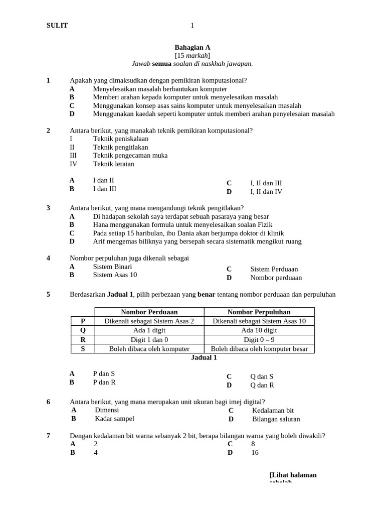 Soaln PAT Ting 1 2019 | PDF