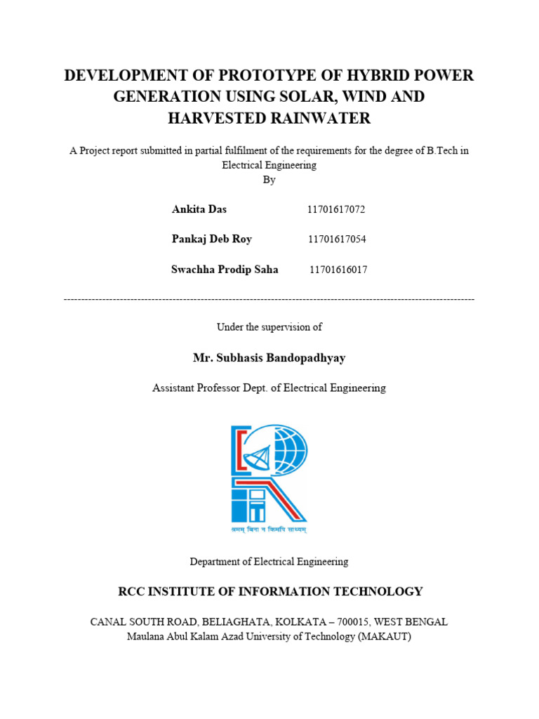 Solar Wind And Hydro Power Generation Pdf Power Inverter