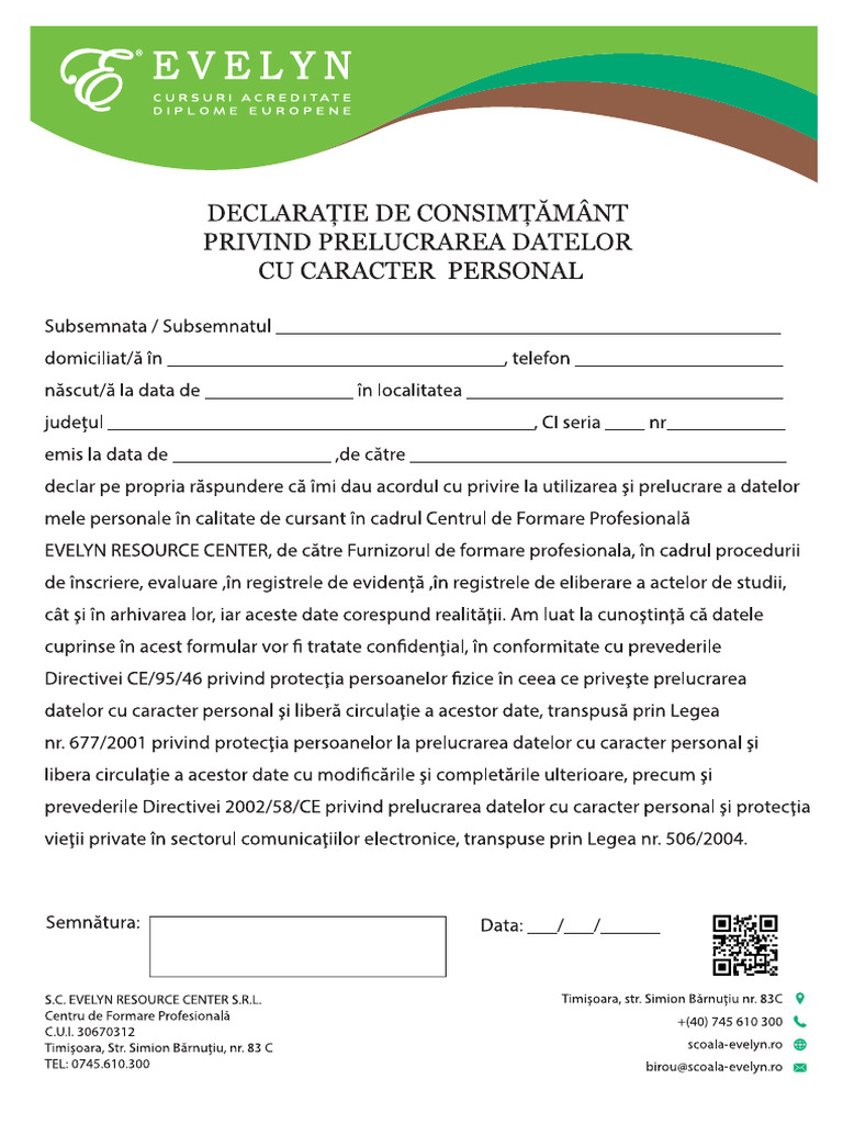 Declaratie Prelucrarea Datelor Colors (1) | PDF