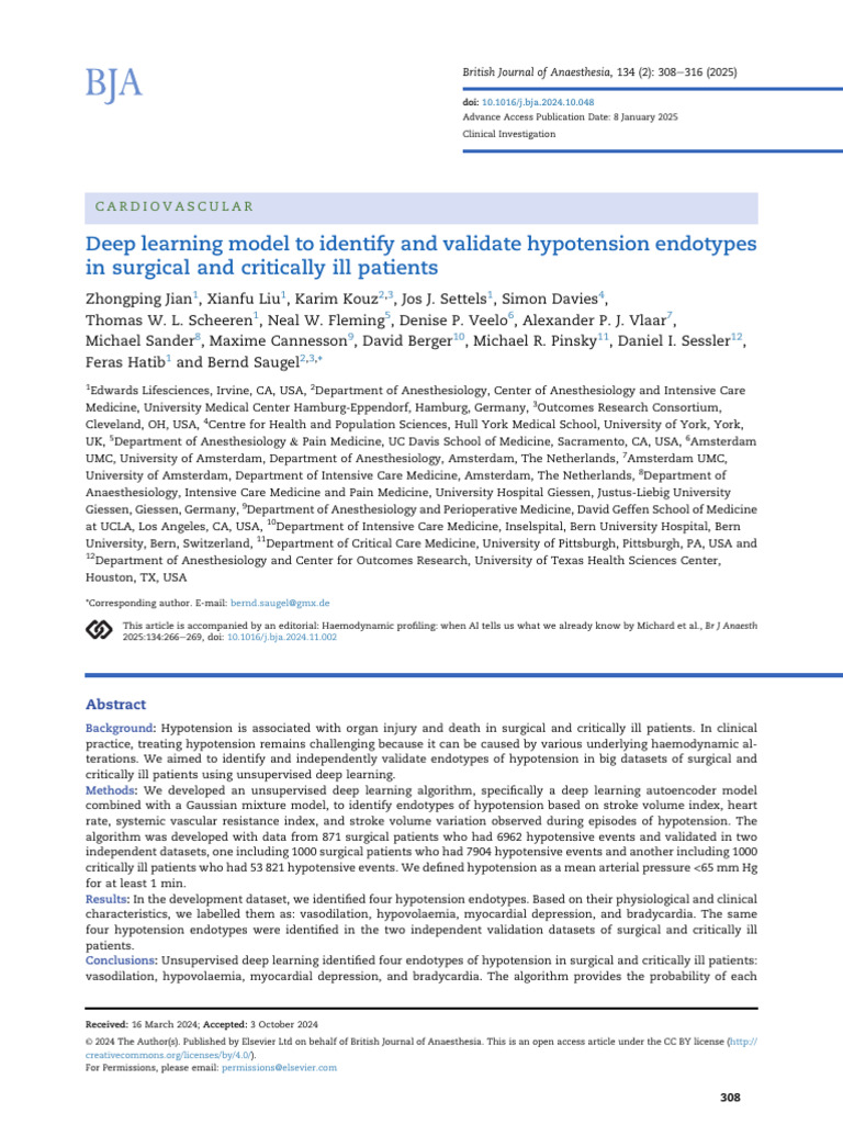 Deep Learning Model To Identify and Validate Hypot | PDF | Intensive Care Medicine | Hemodynamics