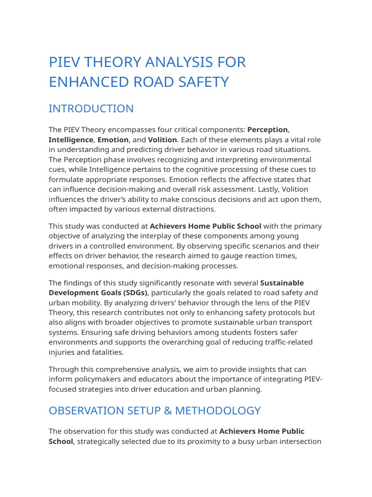PIEV Theory Analysis For Enhanced Road Safety | PDF | Traffic | Emotions
