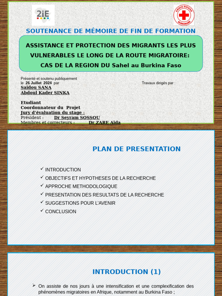 Présentation SANA Saïdou Du 26 Juillet 2024 | PDF | Migration humaine