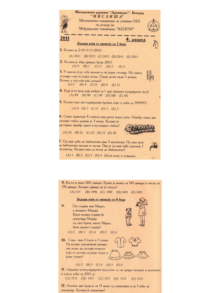 Mislisa Zadaci 2011 4 Razred | PDF