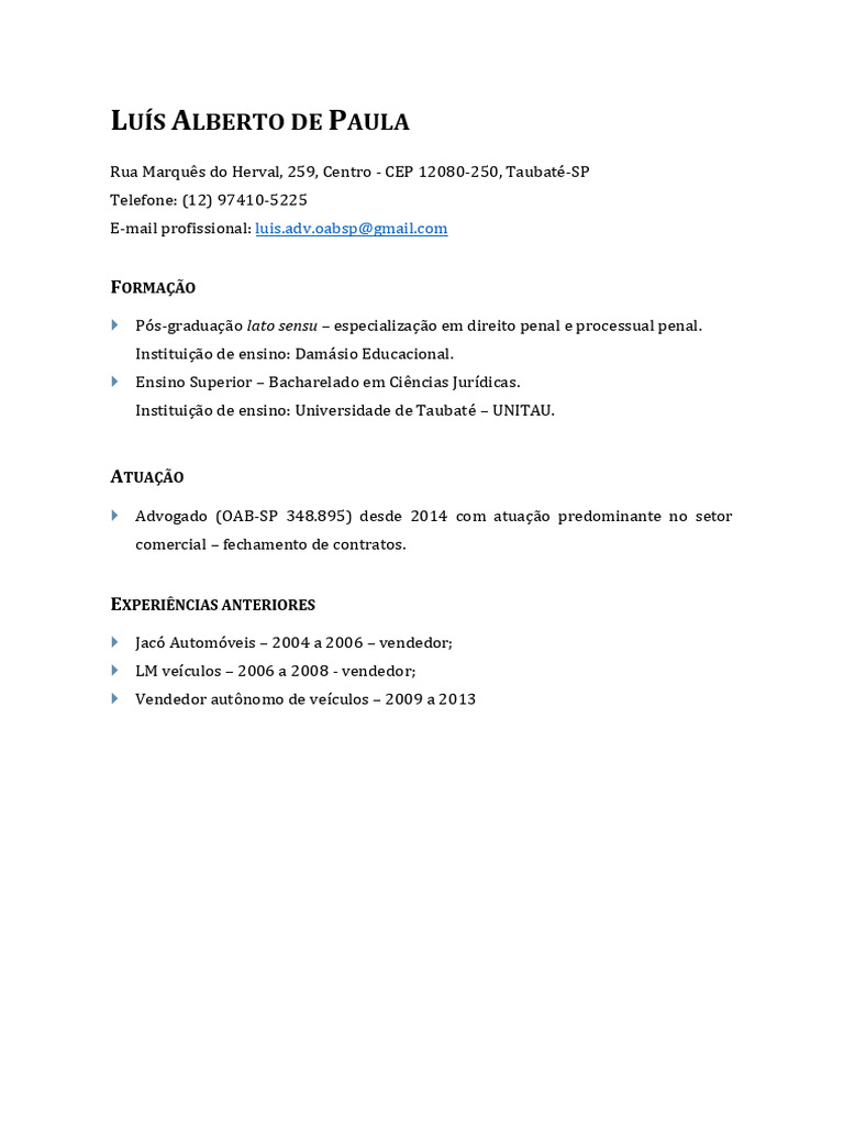 Curriculum Vitae Luís Alberto 2 | PDF