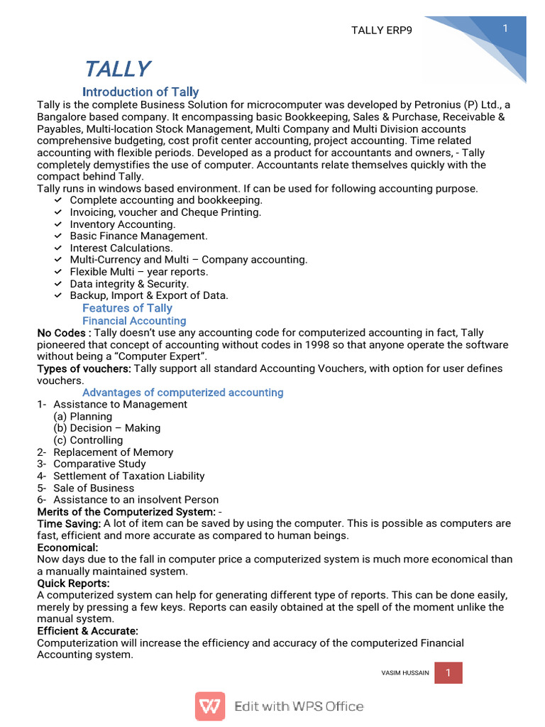 TALLY Notes New | PDF | Debits And Credits | Expense