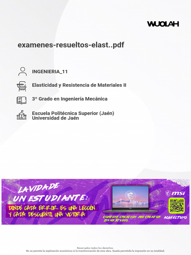 Examenes Resueltos Elast. | PDF | Ingeniería mecánica | Ingeniería de Edificación