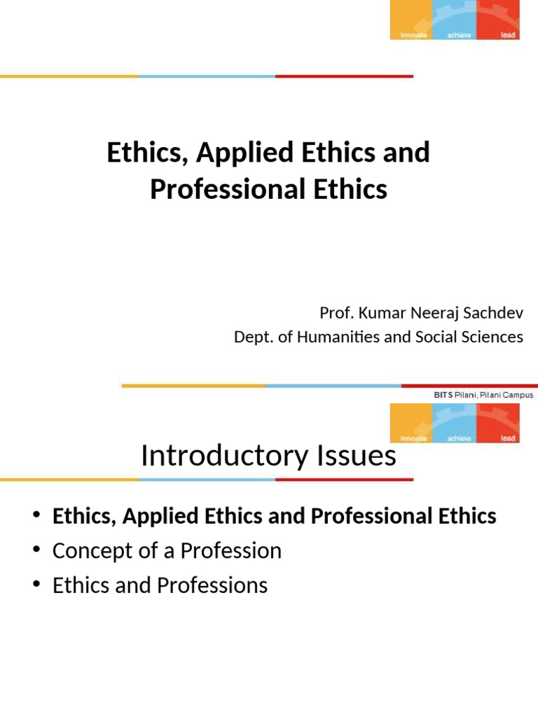 01 Prof Ethics Introduction | PDF | Profession | Morality