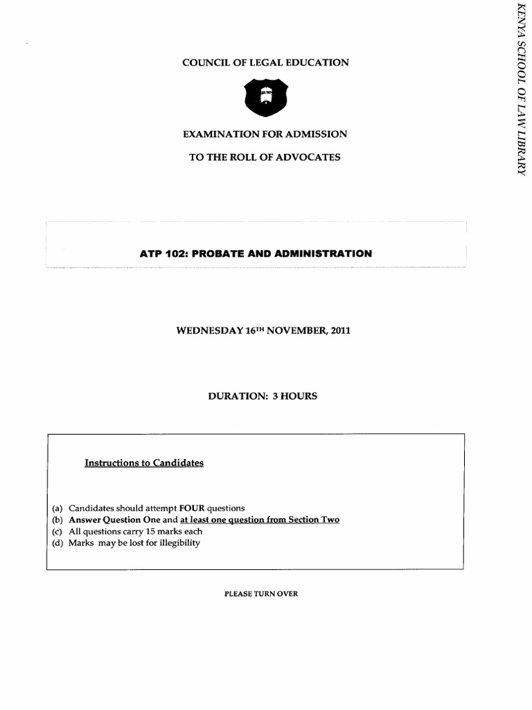 ATP 102 Probate and Administration 2008 - 2011 | PDF
