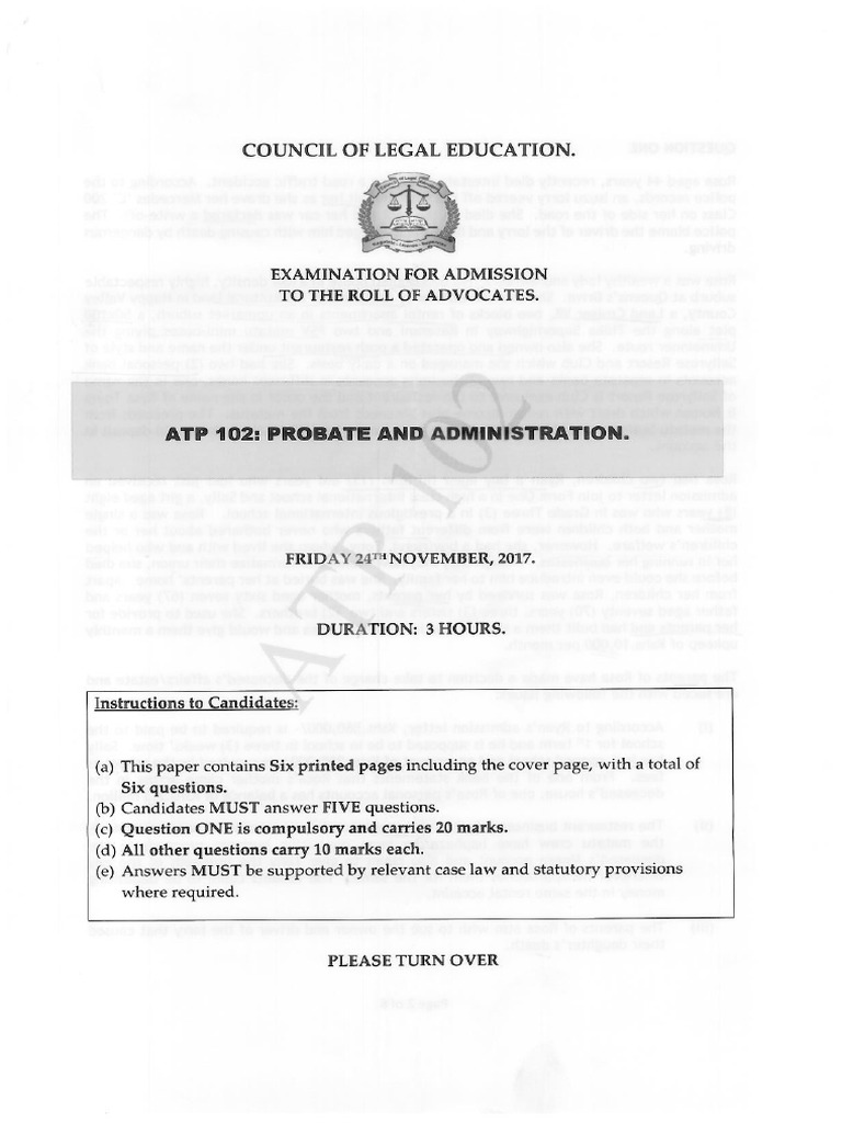 ATP 102 Probate and Administration2017 | PDF