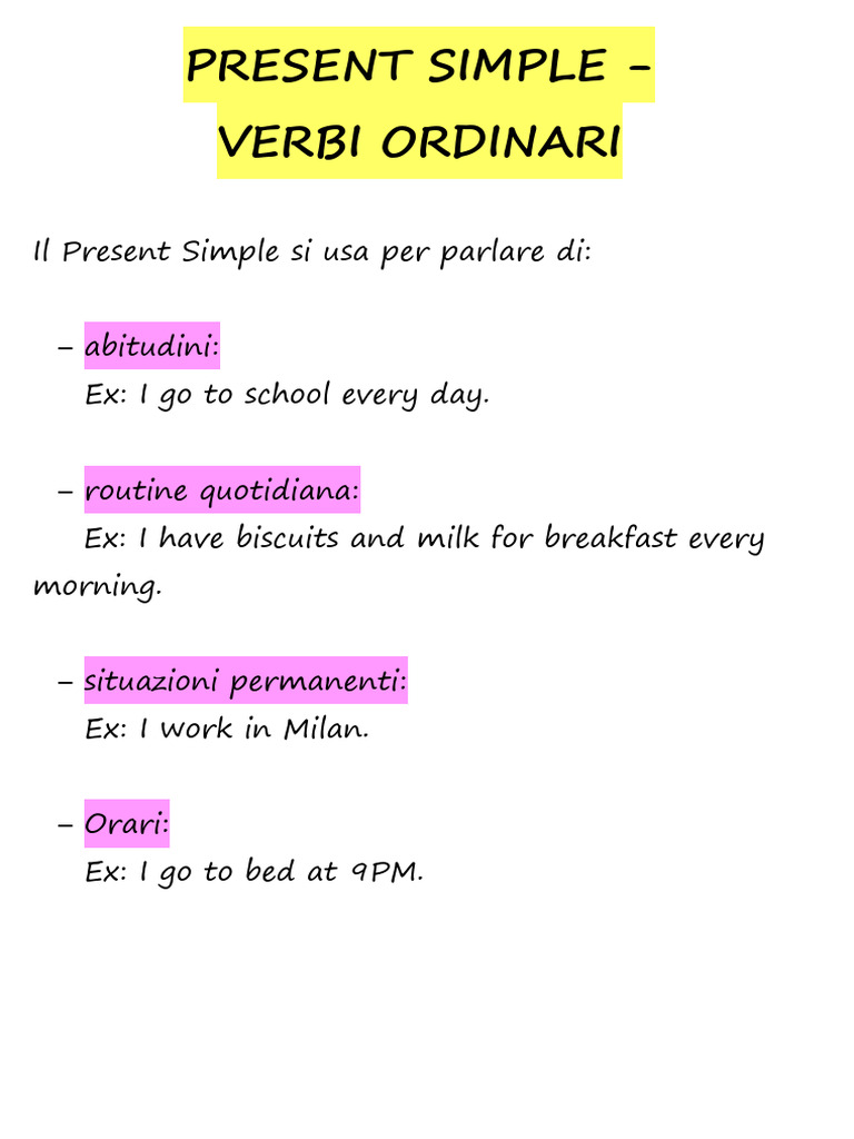 Verbi Ordinari - Present Simple 3 | PDF