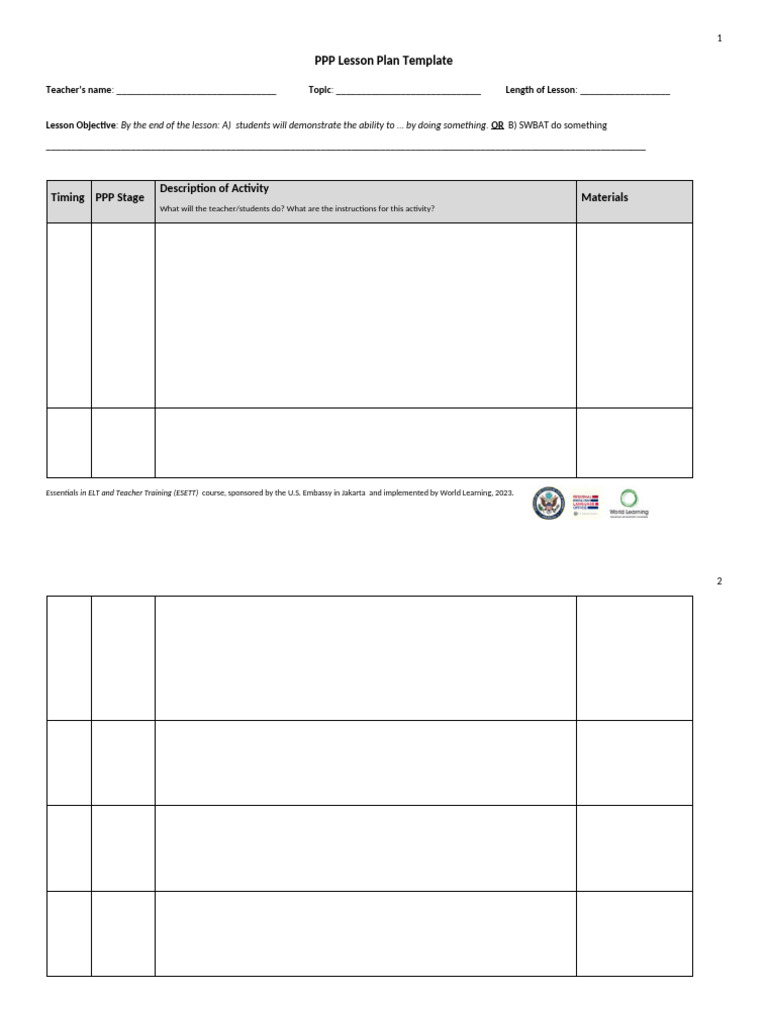 Copy of _ PPP Lesson Plan Template 2 | PDF