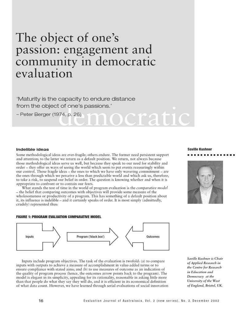 Engagement and Community in Democratic Evaluation | PDF | Evaluation | Methodology