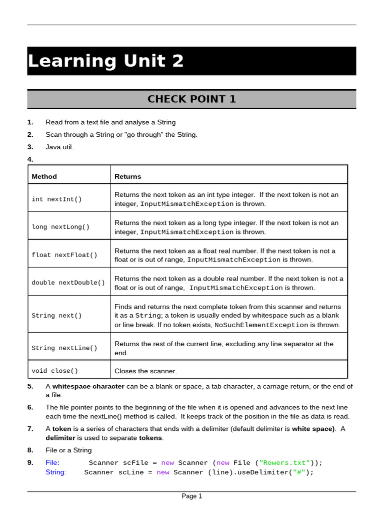Learning Unit 2 Check Points and Exercises - 3rd Edition | PDF ...