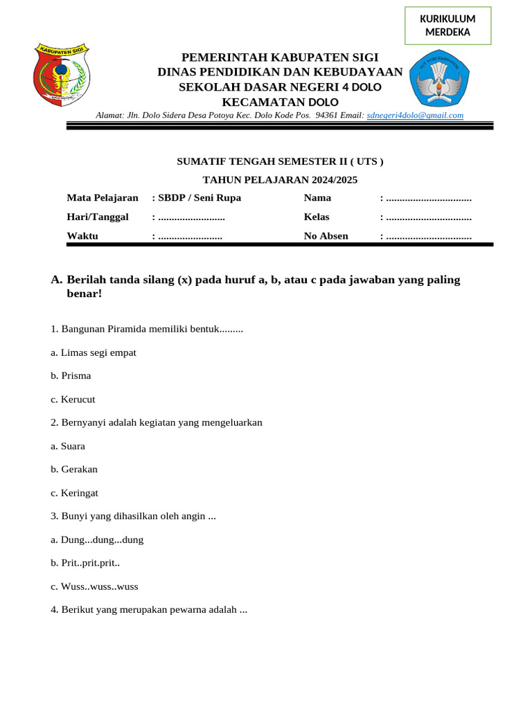 Soal STS SBDP | PDF