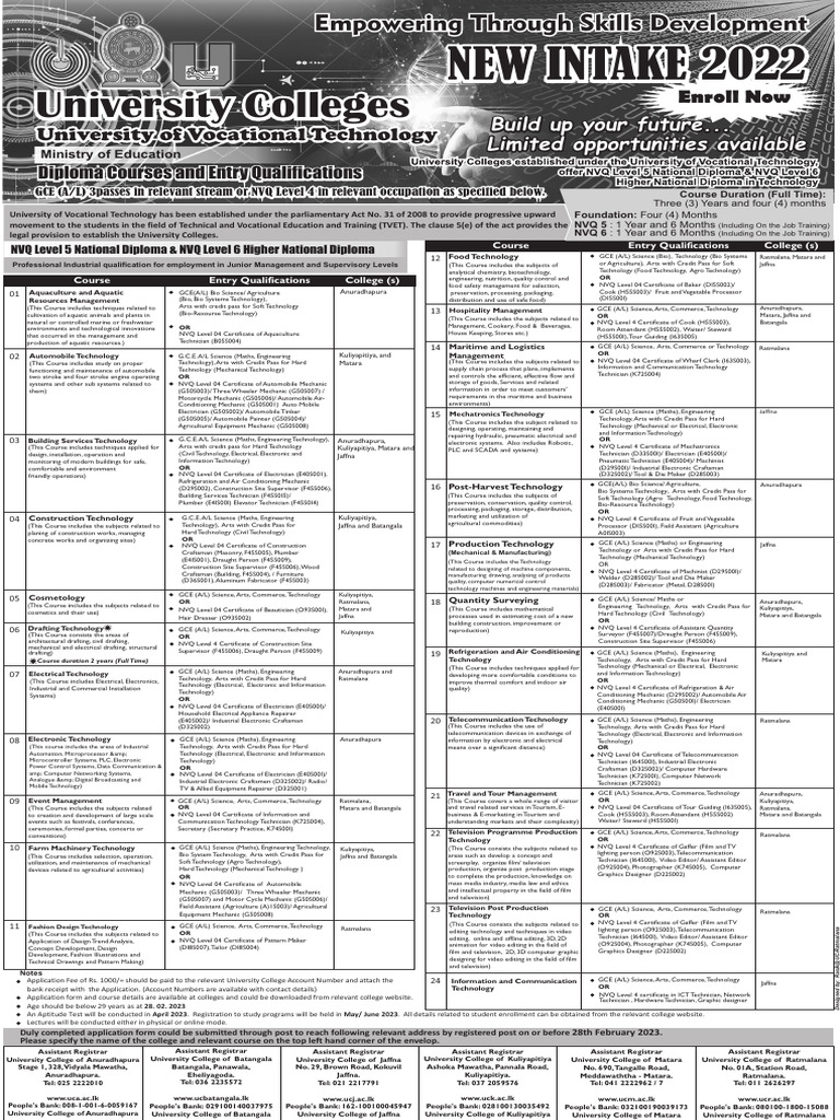 Advertisement-for-University-Colleges-2022-intake | PDF | Vocational ...