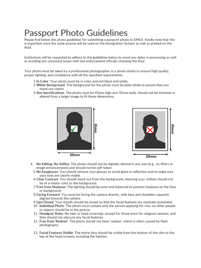 EMGS Passport Photo Requirements | PDF | Photograph | Imaging