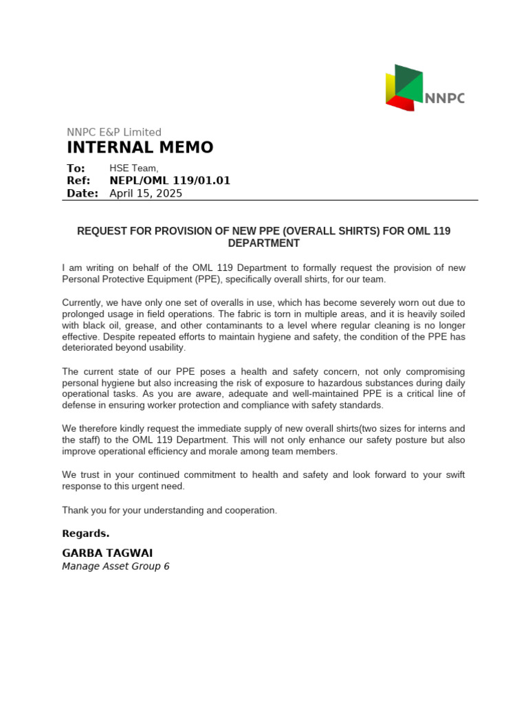 PPE Request Letter 2 | PDF