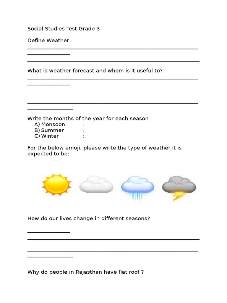 Social Studies Test Grade 3 | PDF