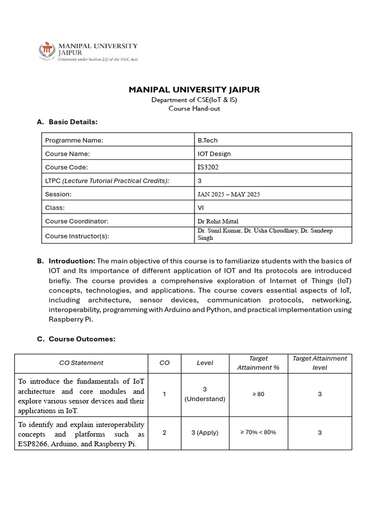 IoT Design Theory Handout New | PDF | Internet Of Things | Computer Science