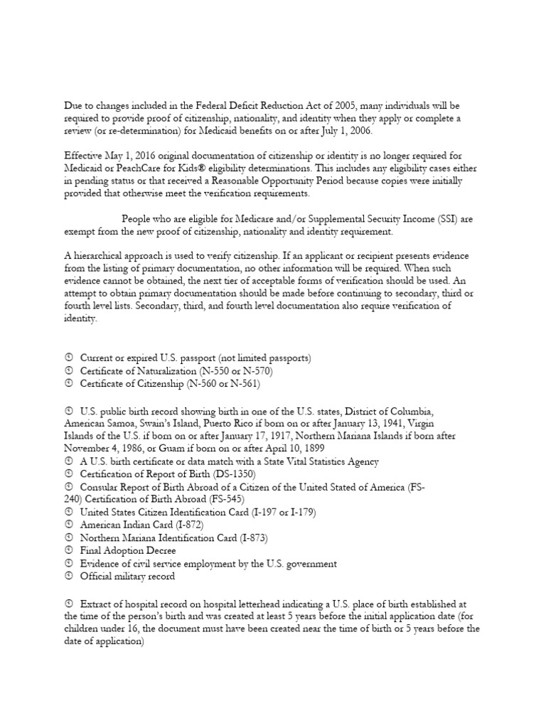 New Citizenship and Identity Verification Requirements For Medicaid ...