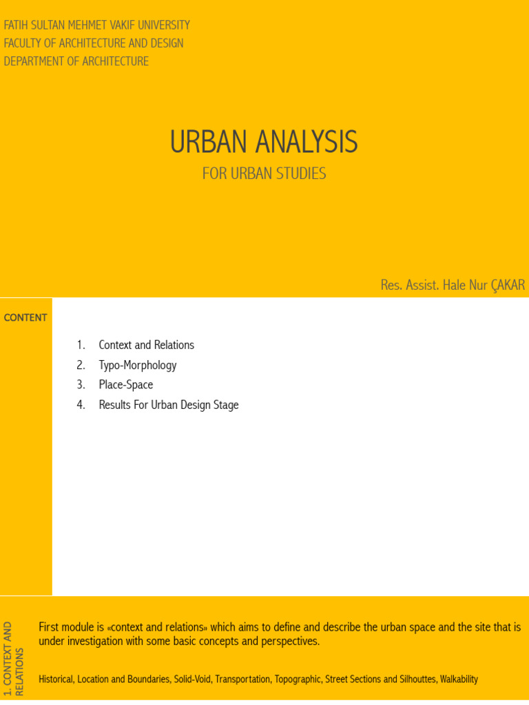 Urban Analysis for Design Studies | PDF