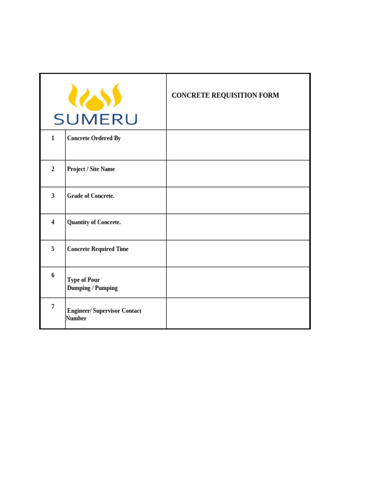 Concrete Requisition Form Guide | PDF
