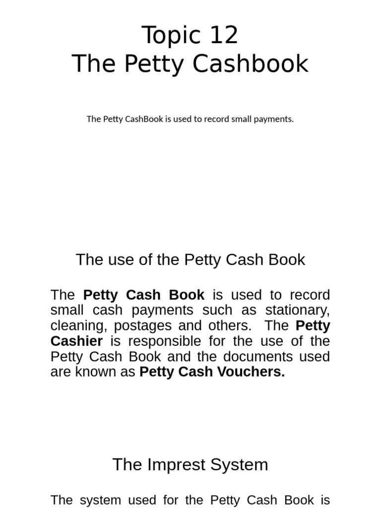 Understanding the Petty Cash Book | PDF | Debits And Credits | Business