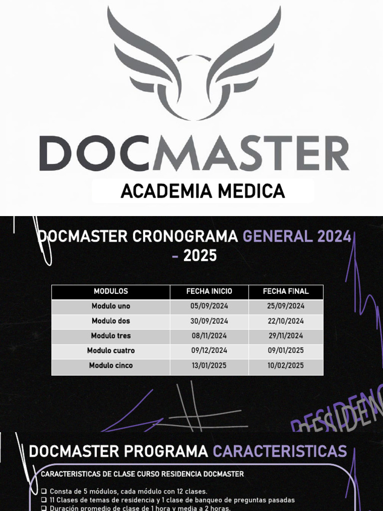 DOCMASTER CRONOGRAMA - CURSO RESIDENCIA-1 | PDF | Quemar | Biodisponibilidad