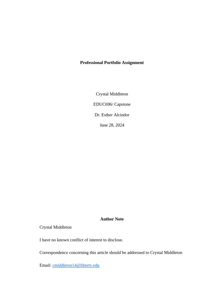 Professional Portfolio Assignment Guide | PDF