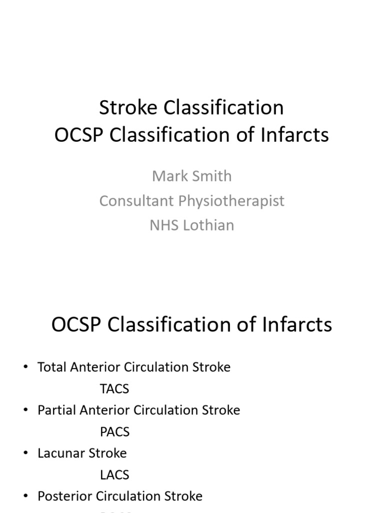 OCSP Stroke Classification Guide | PDF | Stroke | Neurological Disorders