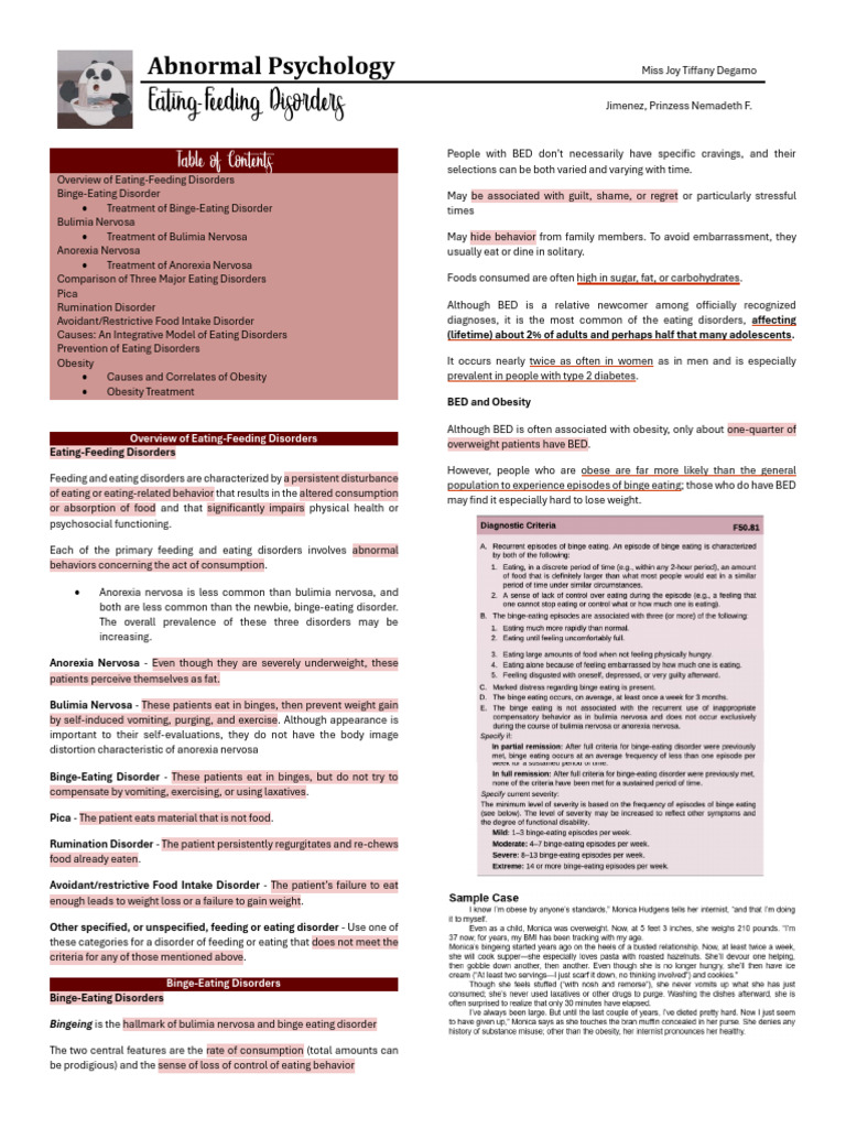 Overview of Eating Disorders and Treatments | PDF | Binge Eating ...