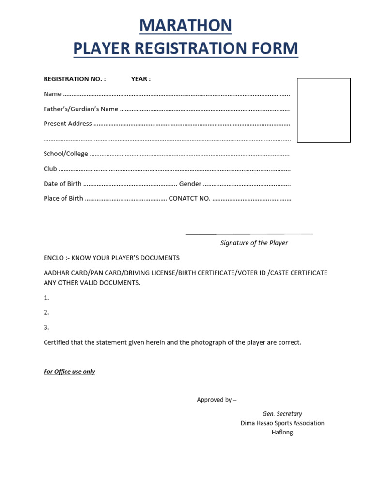 Player Registration Forms for Events | PDF | Applications Of ...
